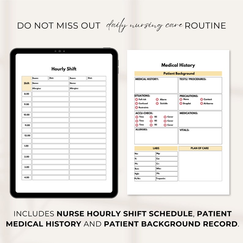 Editable Nurse Planner, Nurse Shift Planner, Nurse Record Book, Hourly ...