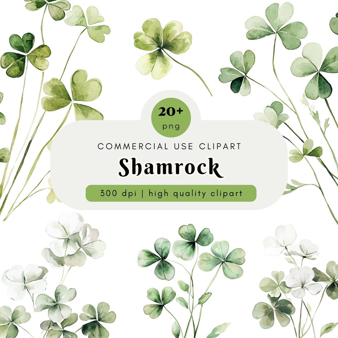 Watercolor Shamrock Clipart, St. Patrick's Day Shamrock, Lucky Shamrock ...