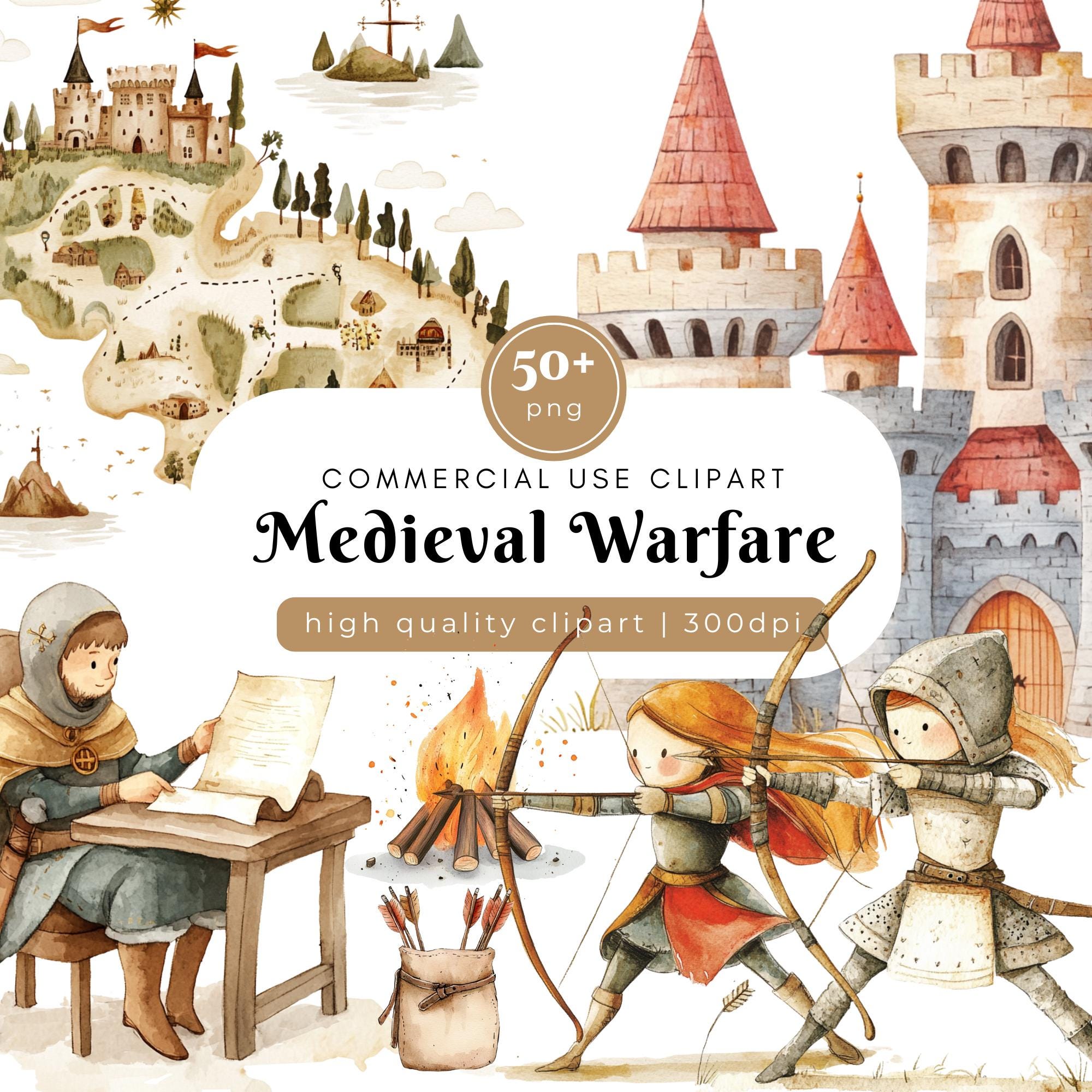 Cute Medieval Warfare Clipart, Medieval Battle Clipart, Kingdom War ...