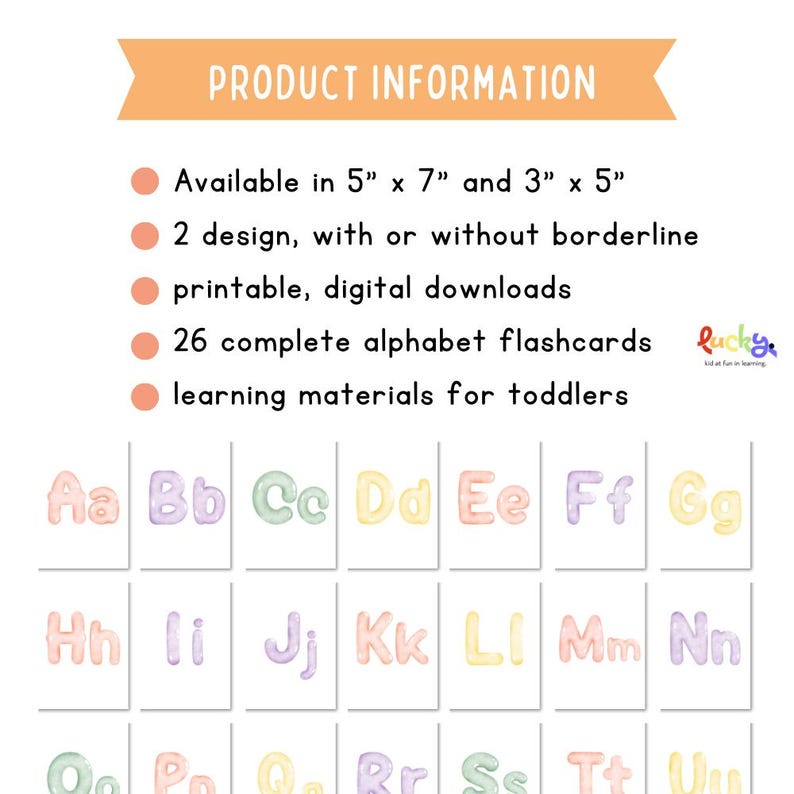 Alphabet Flash Cards, 26 Alphabet Flash Cards, Pre-school Card, Kid ...