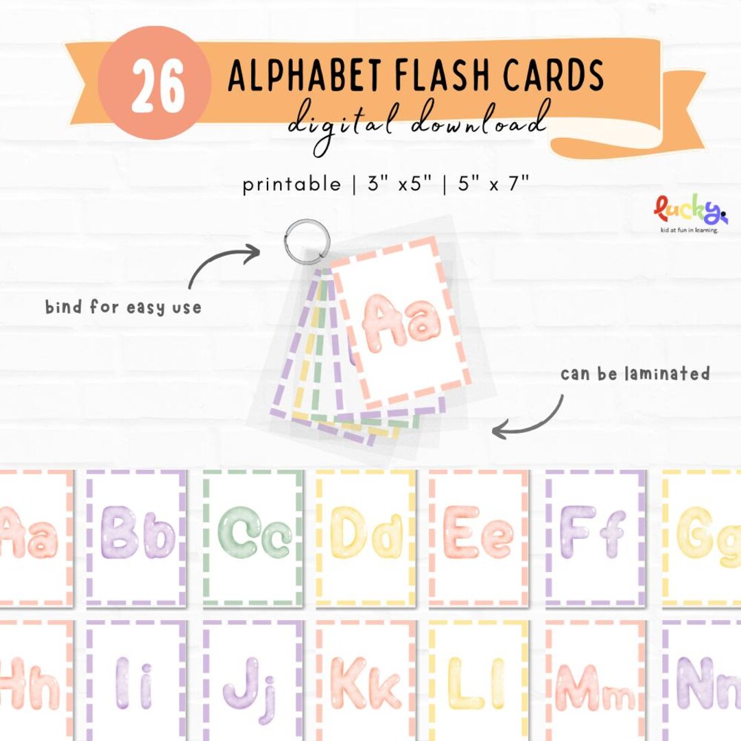 Alphabet Flash Cards, 26 Alphabet Flash Cards, Pre-school Card, Kid ...