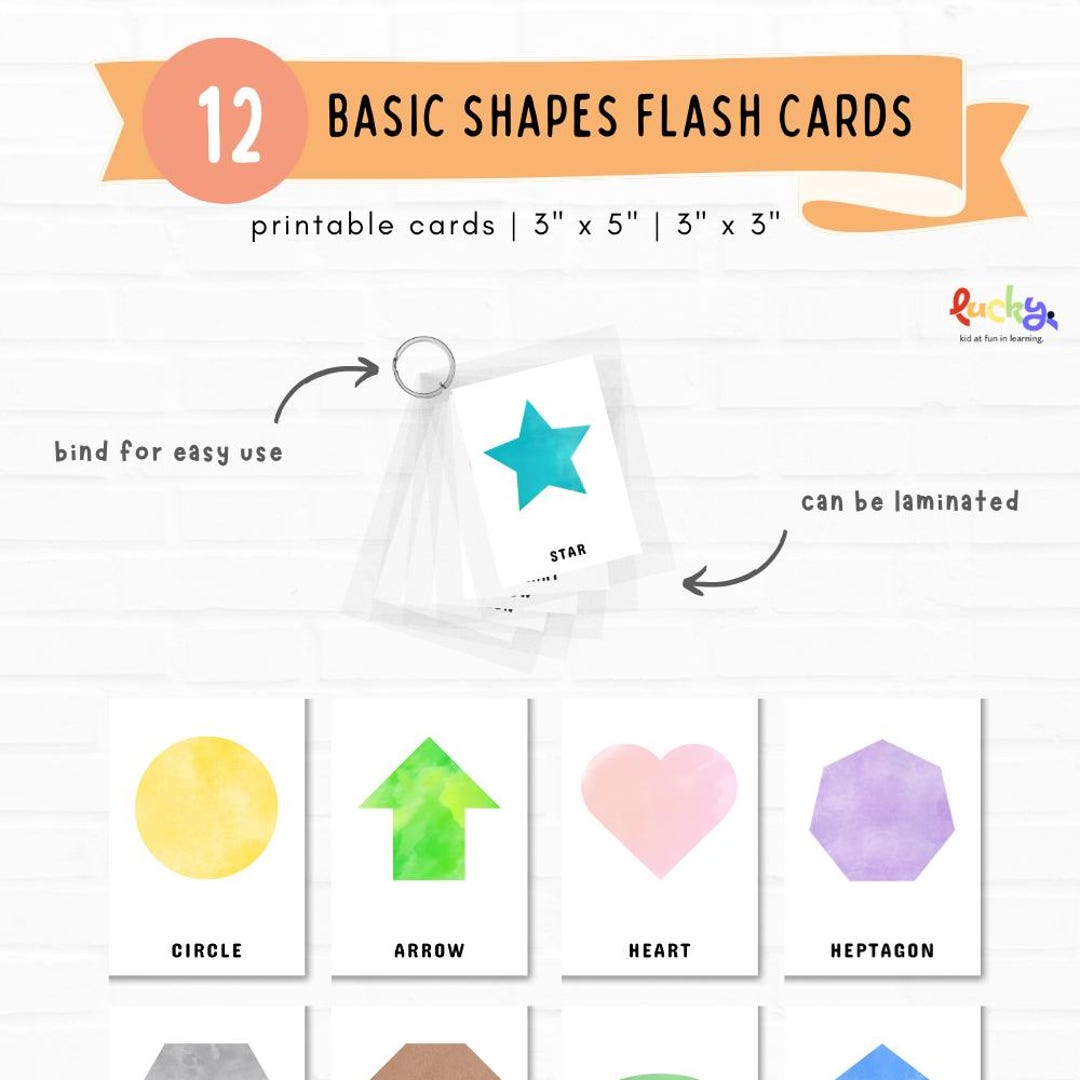Basic Shape Flash Cards, Shape Wallpaper, Pre-school Cards, Educational ...