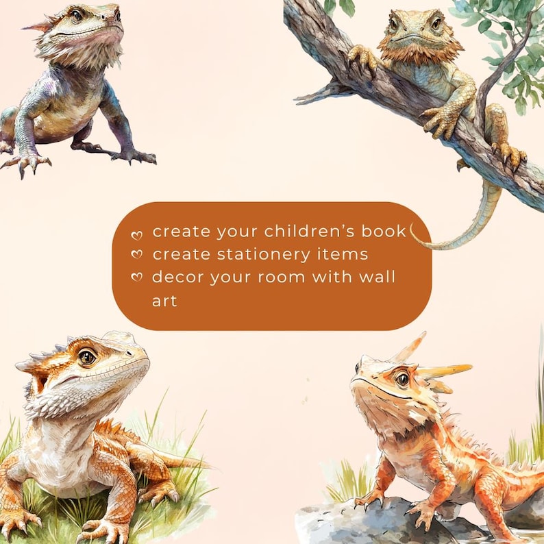 Bearded Dragon Clipart, Reptile Clipart, Wild Animal Clipart, Zoo ...