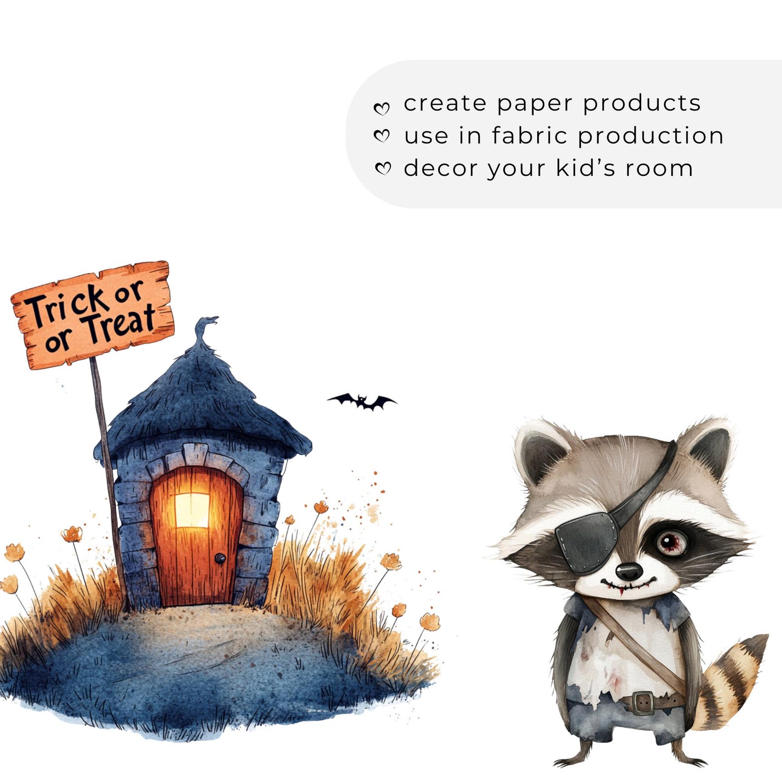 Woodland Halloween Clipart, Cute Forest Halloween, Spooky Forest ...