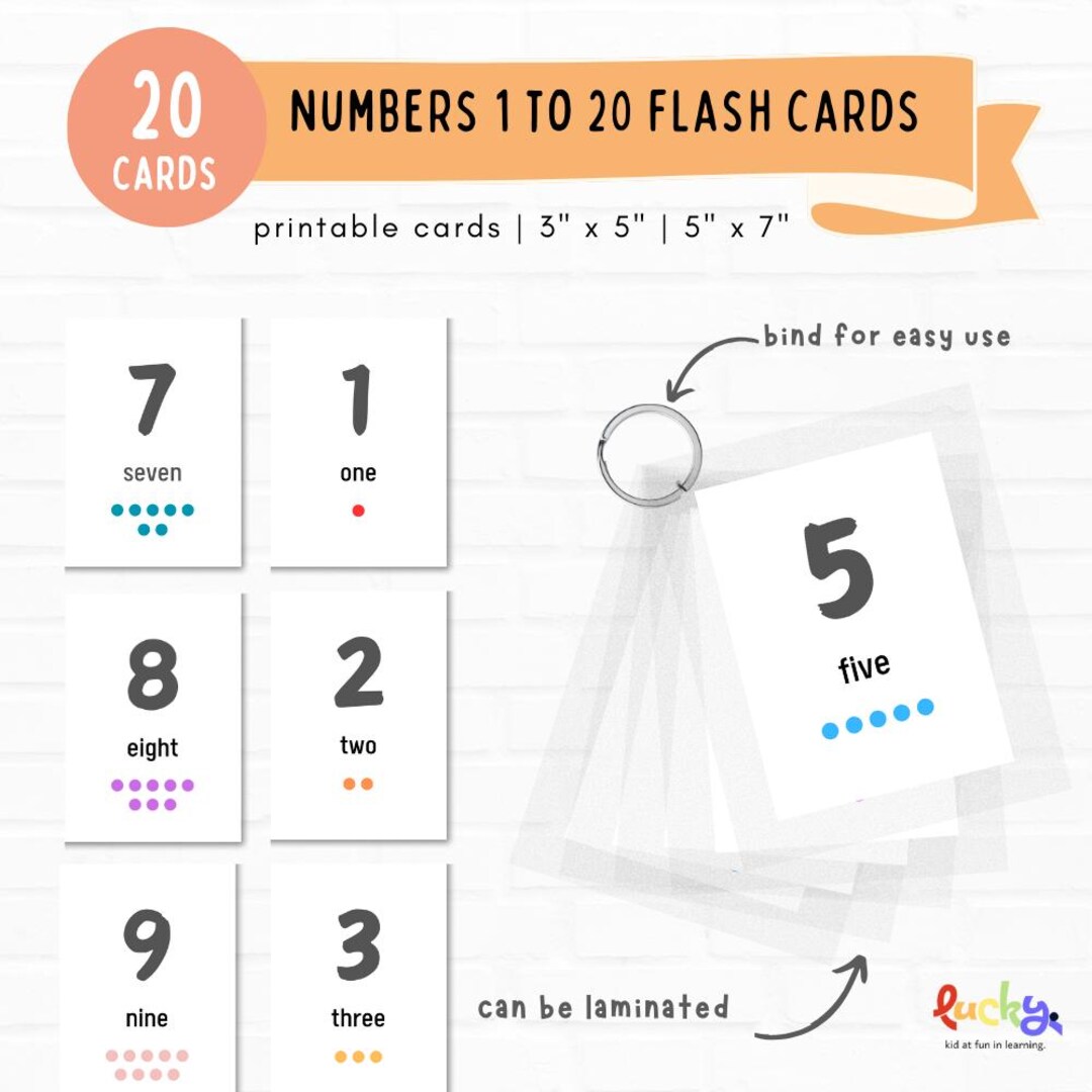 Number Flash Cards, Numbers 1 to 20 Flash Cards, Child Learning ...