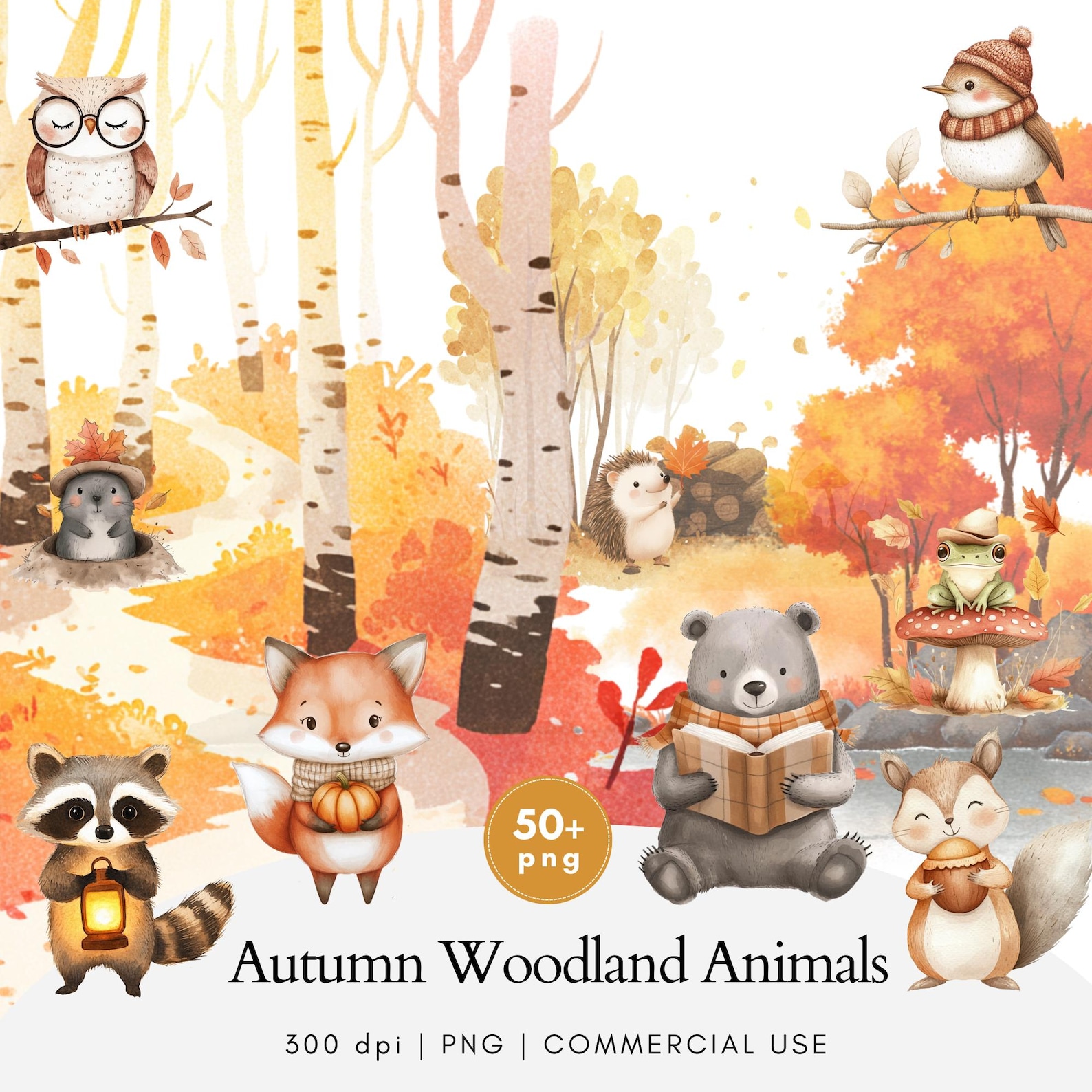 Autumn Woodland Animals Clipart, Fall Animals, Forest Animals, Cozy ...