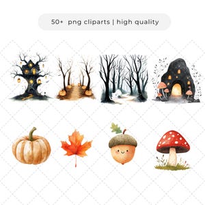 Woodland Halloween Clipart, Cute Forest Halloween, Spooky Forest ...