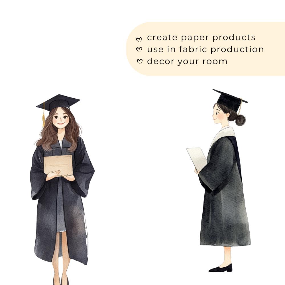 Watercolor Graduation Clipart, End of School Year Clipart, Diploma ...