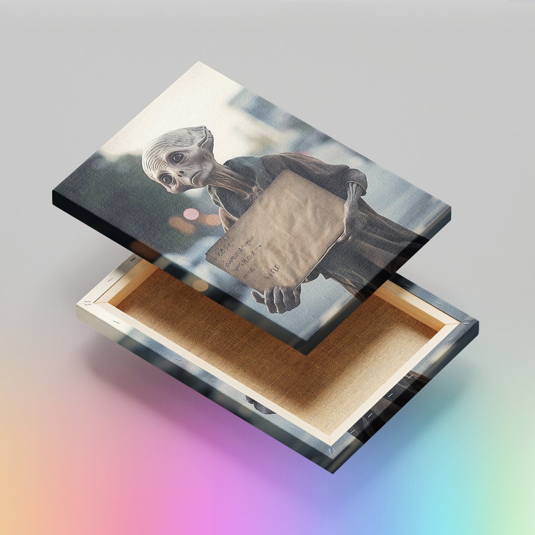 Homeless Alien Fantasy Art - High-quality Canvas Print |, Fun Art, Gift ...