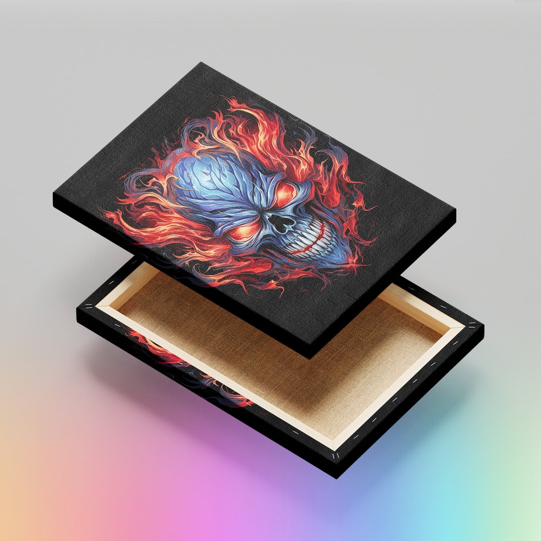 Ghost Rider Canvas Print: Fiery Skull Portrait, Action Art - Etsy