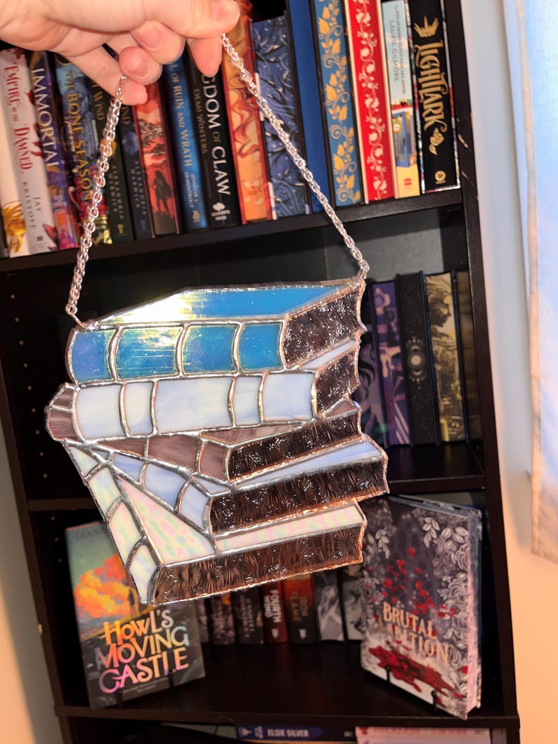 Stained Glass Bookshelf/ Wall Panel “beautiful Books” - Etsy