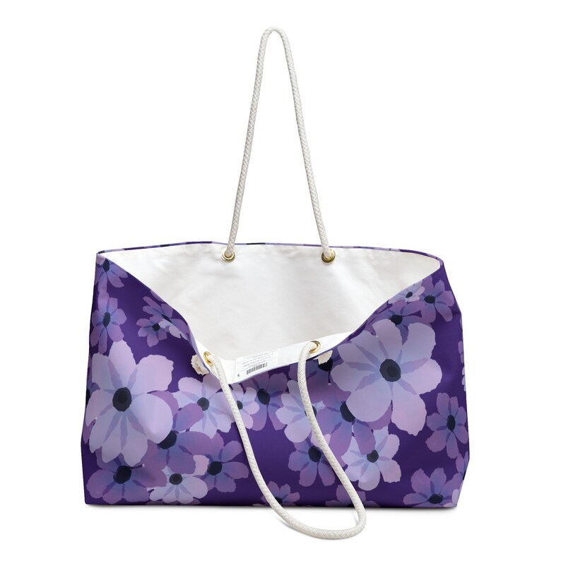 Purple Flowers Weekender Bag - Etsy