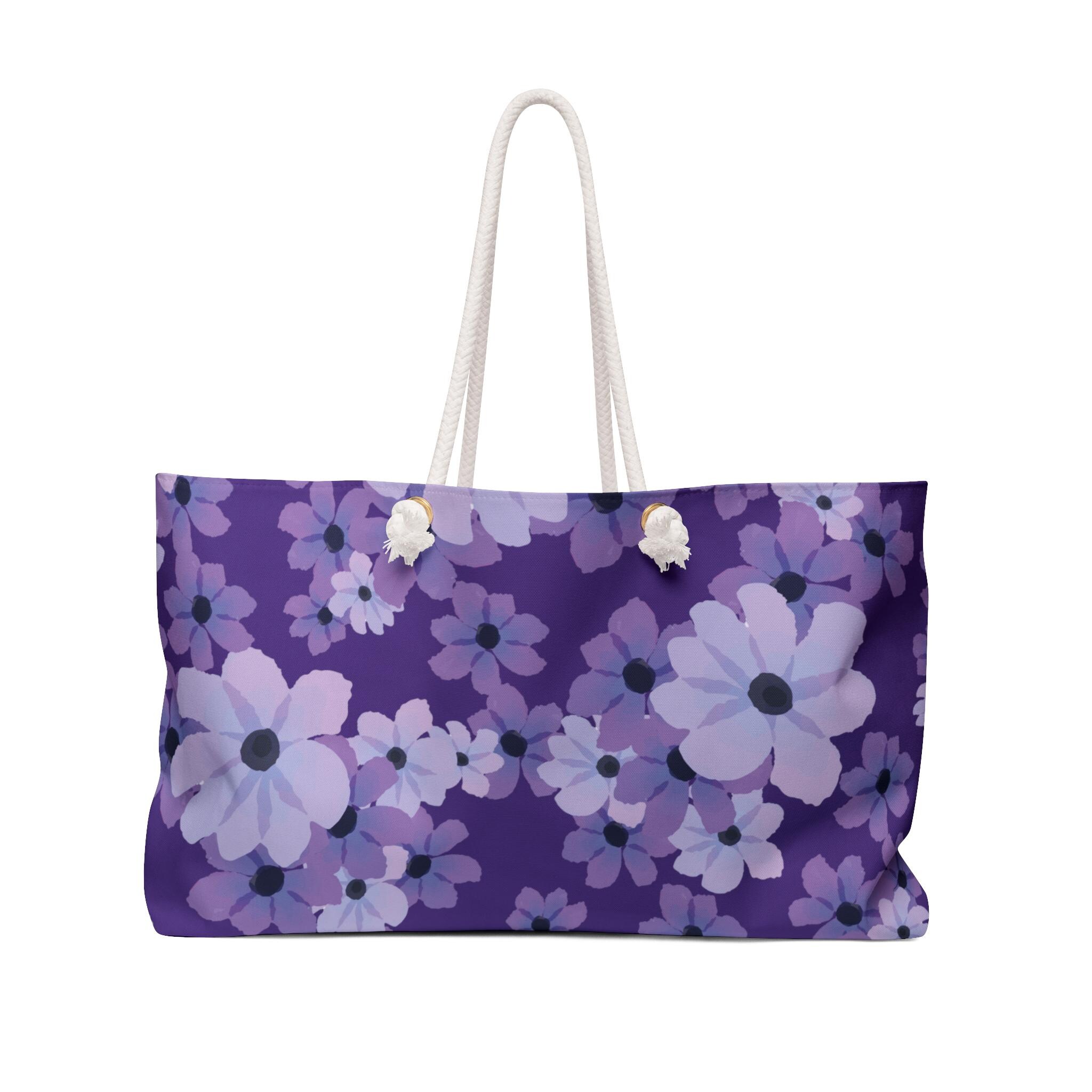 Purple Flowers Weekender Bag - Etsy