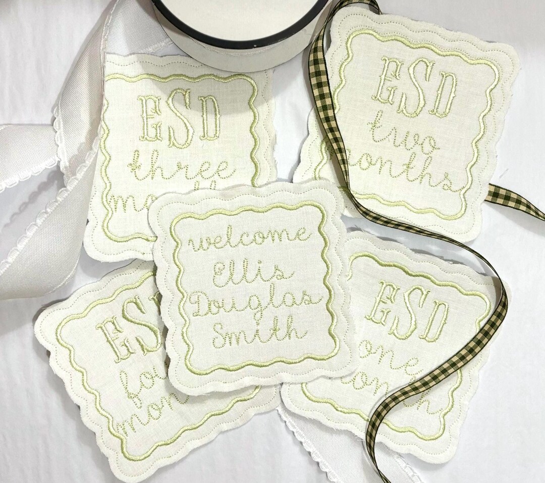 Embroidered Monthly Milestone Cards With Monogram - Etsy