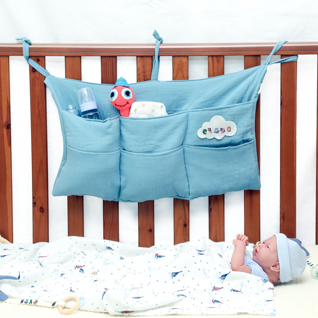Personalized Crib Organizer, Bedside Baby Bed, Crib Pocket Organizer ...