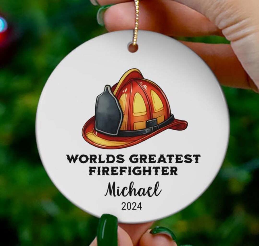 Personalized Firefighter Ceramic Ornament Firefighter Gift, Christmas ...