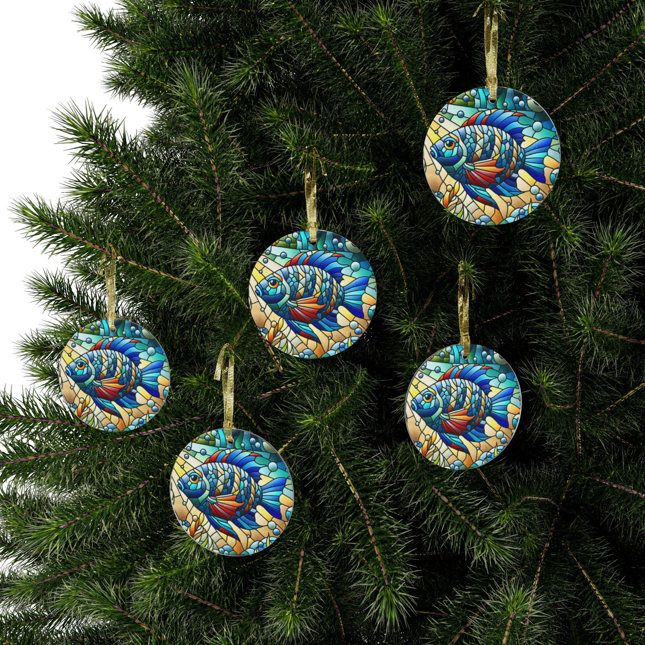 Fish Acrylic Ornaments Colorful Fish Ornament Pet Memorial Christmas ...