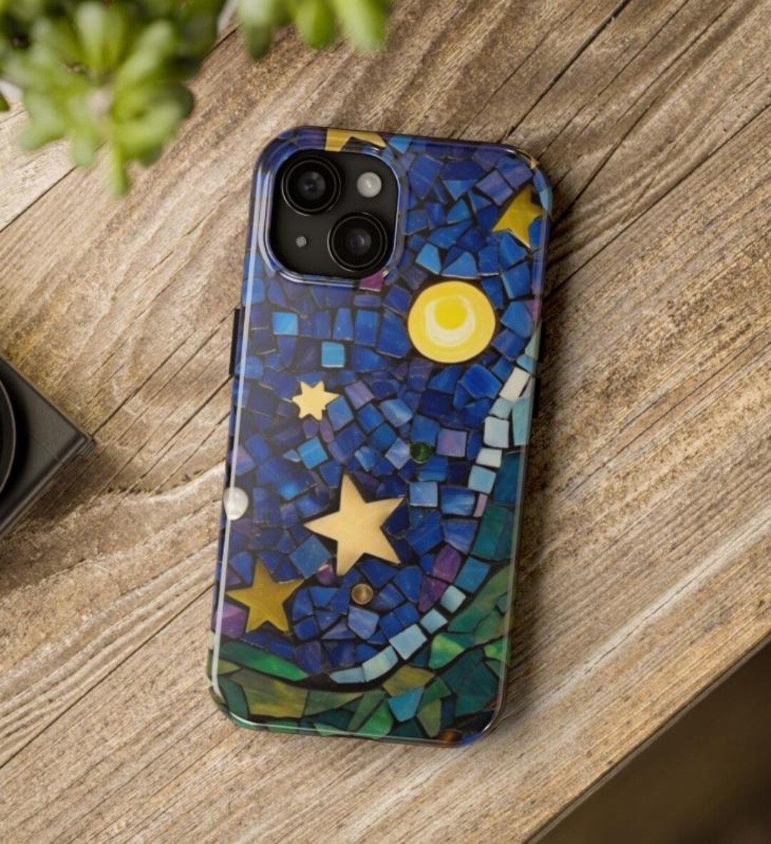 Starry Night Faux Stained Glass Phone Case, Celestial iPhone Cover ...