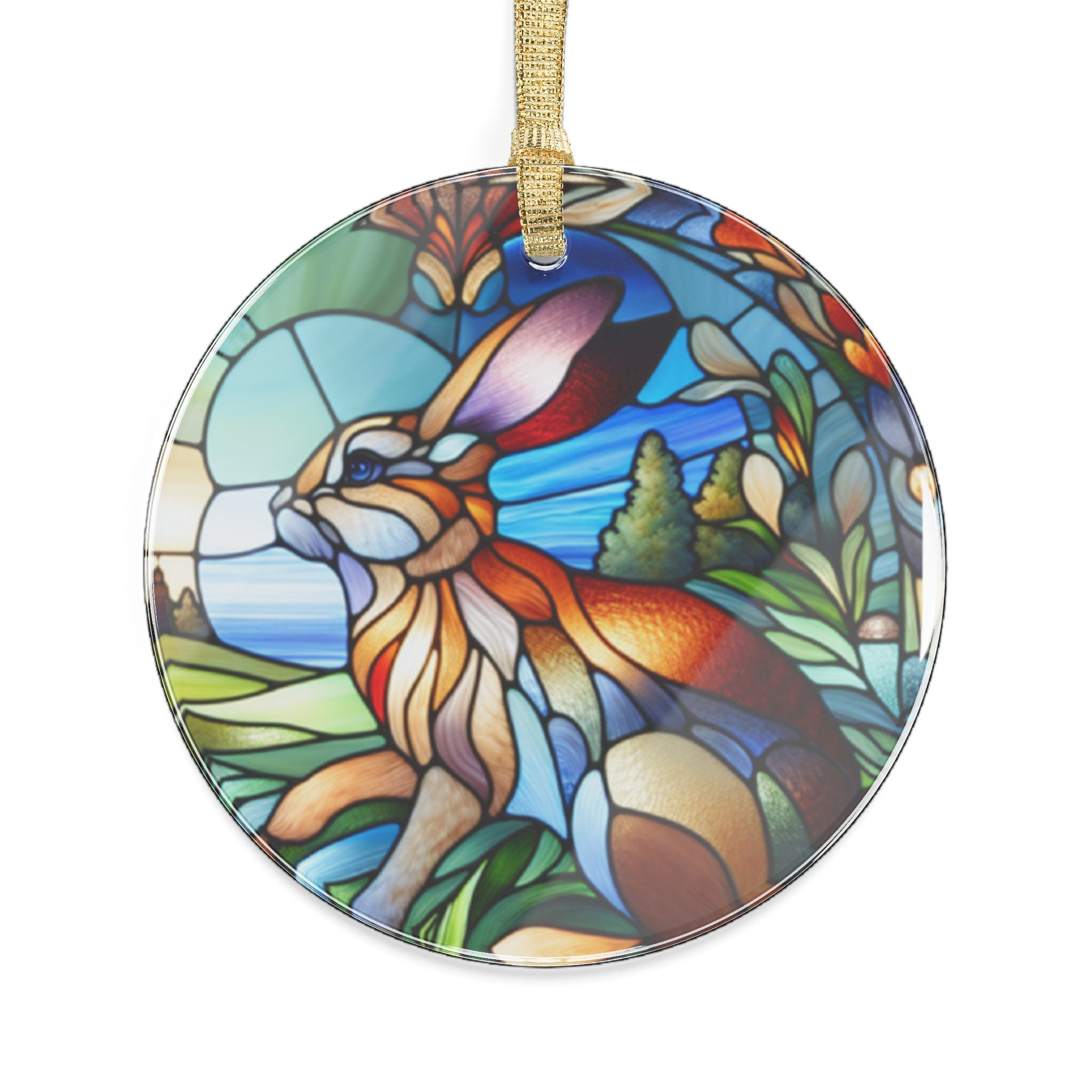Rabbit Stained Glass Style Acrylic Ornament 3.5 Bunny Colorful ...