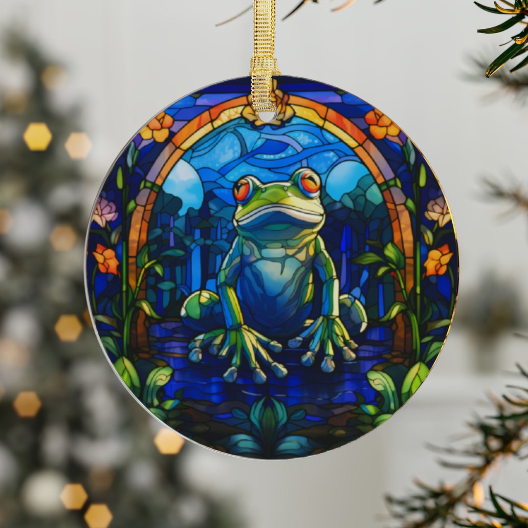 Froggy Stain Glass Colorful Acrylic Ornament 3.5" Amphibian - Etsy