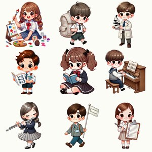 Watercolor School Kids Clipart: Student PNG Bundle (digital Download ...