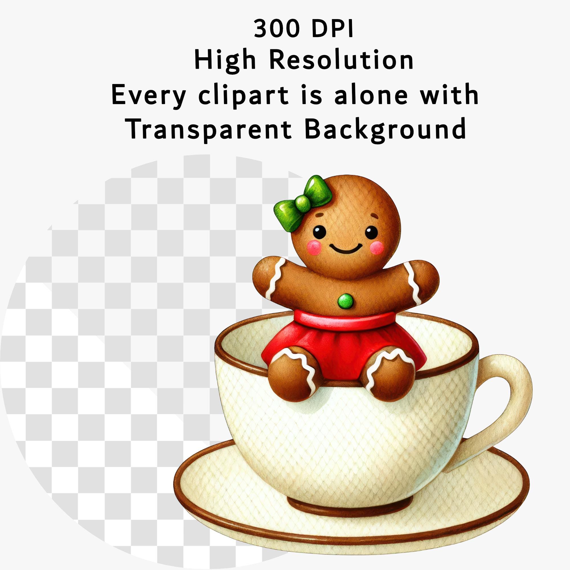 Cute Gingerbread Clipart PNG Bundle, Kawaii Gingerbread PNG Clipart ...