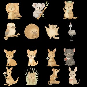 Cute Watercolor Australian Animals Clipart Bundle, Nursery Aussie ...