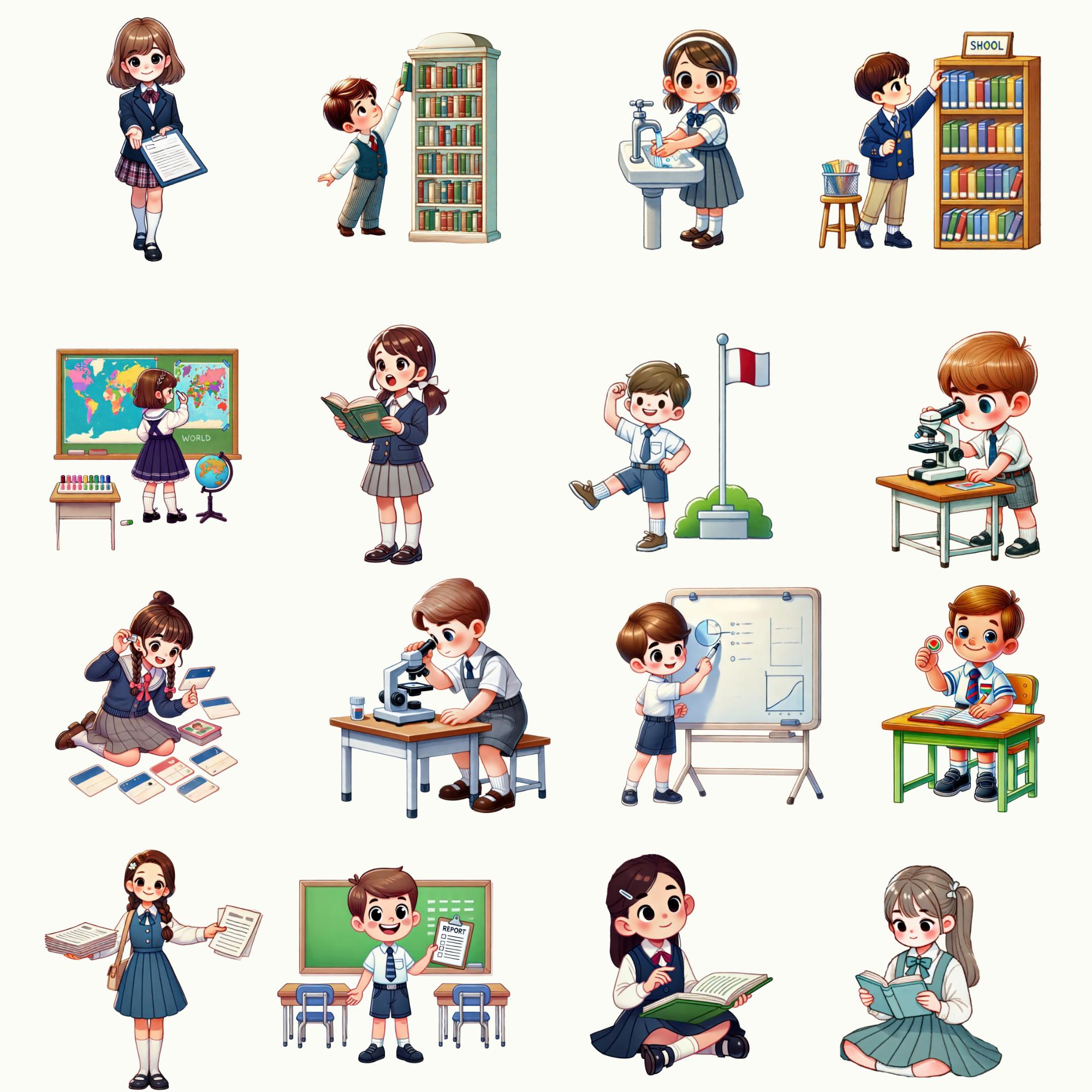 Watercolor School Kids Clipart: Student PNG Bundle (digital Download ...