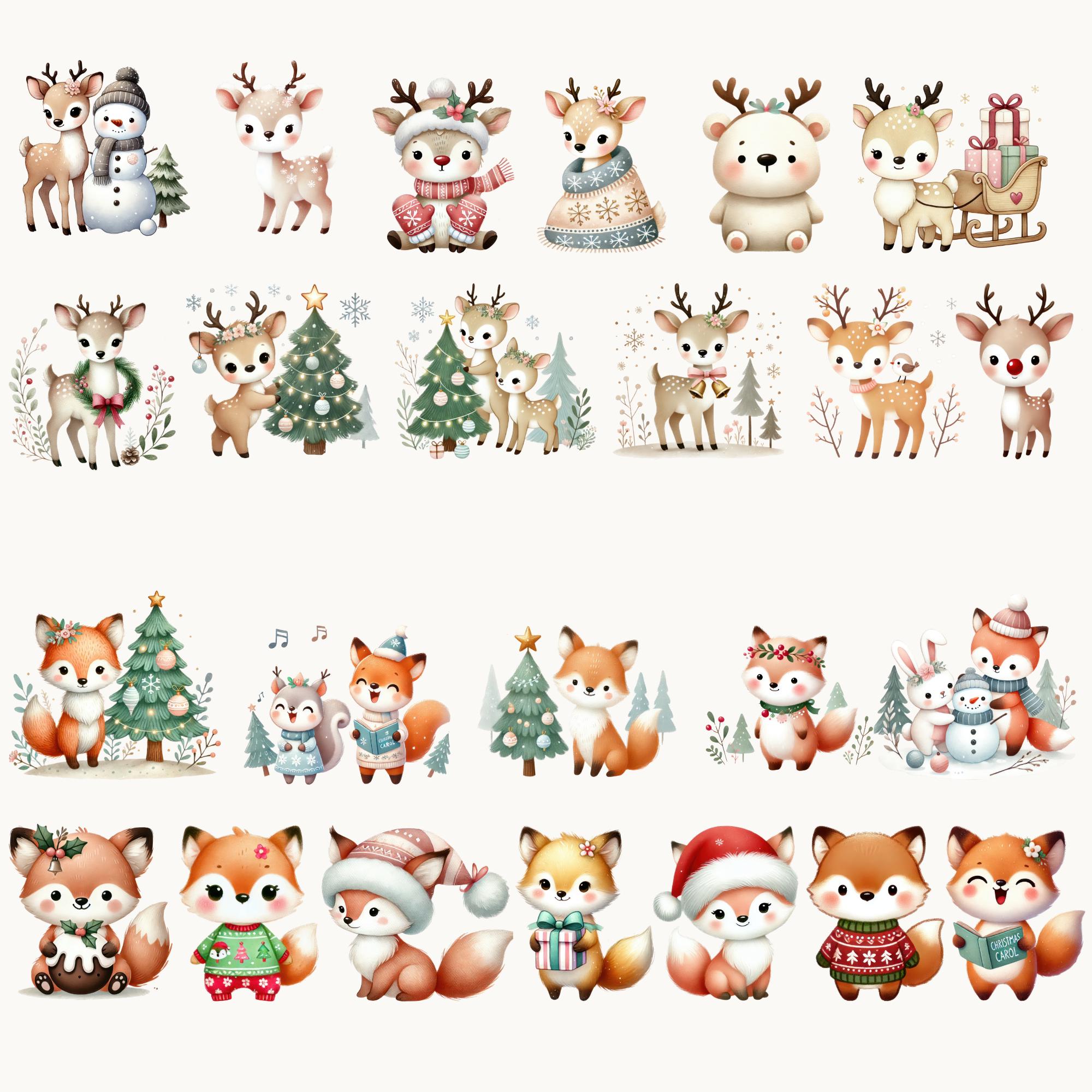 Watercolor Woodland Clipart Bundle, Christmas Woodland Animals PNG ...