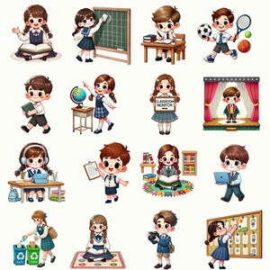 Watercolor School Kids Clipart: Student PNG Bundle (digital Download ...