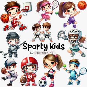 Watercolor Sports Kids Clipart Bundle: PNG Files (digital Download) - Etsy