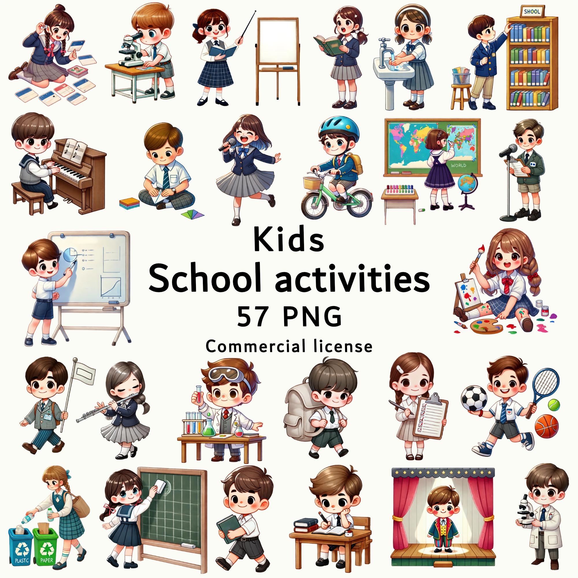 Watercolor School Kids Clipart: Student PNG Bundle (digital Download ...