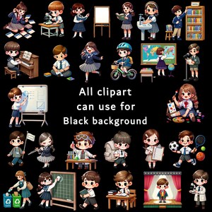 Watercolor School Kids Clipart: Student PNG Bundle (digital Download ...