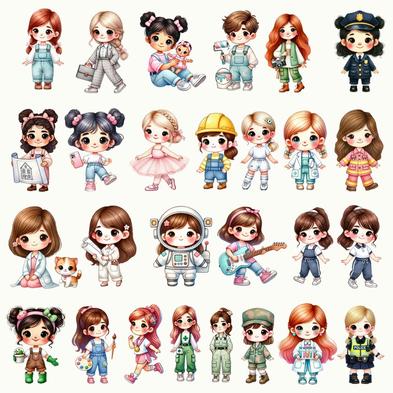 Kids Careers Clipart, Children’s Dream Jobs Clipart, Career Kids ...