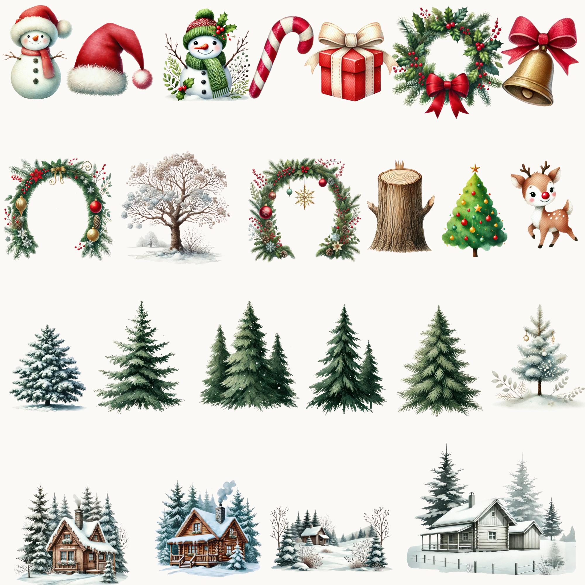 Watercolor Woodland Clipart Bundle, Christmas Woodland Animals PNG ...