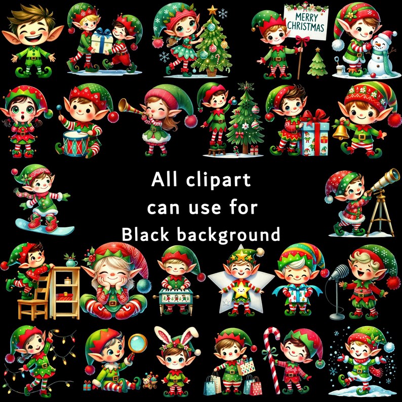 Watercolor Christmas Elf Kids Clipart, Cute Elf Boy Girl Clipart Cute ...