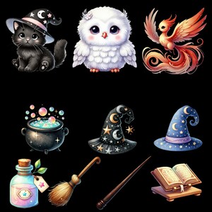 Wizard School Clipart Bundle, Magical Wizard PNG, Cute Wizard School ...
