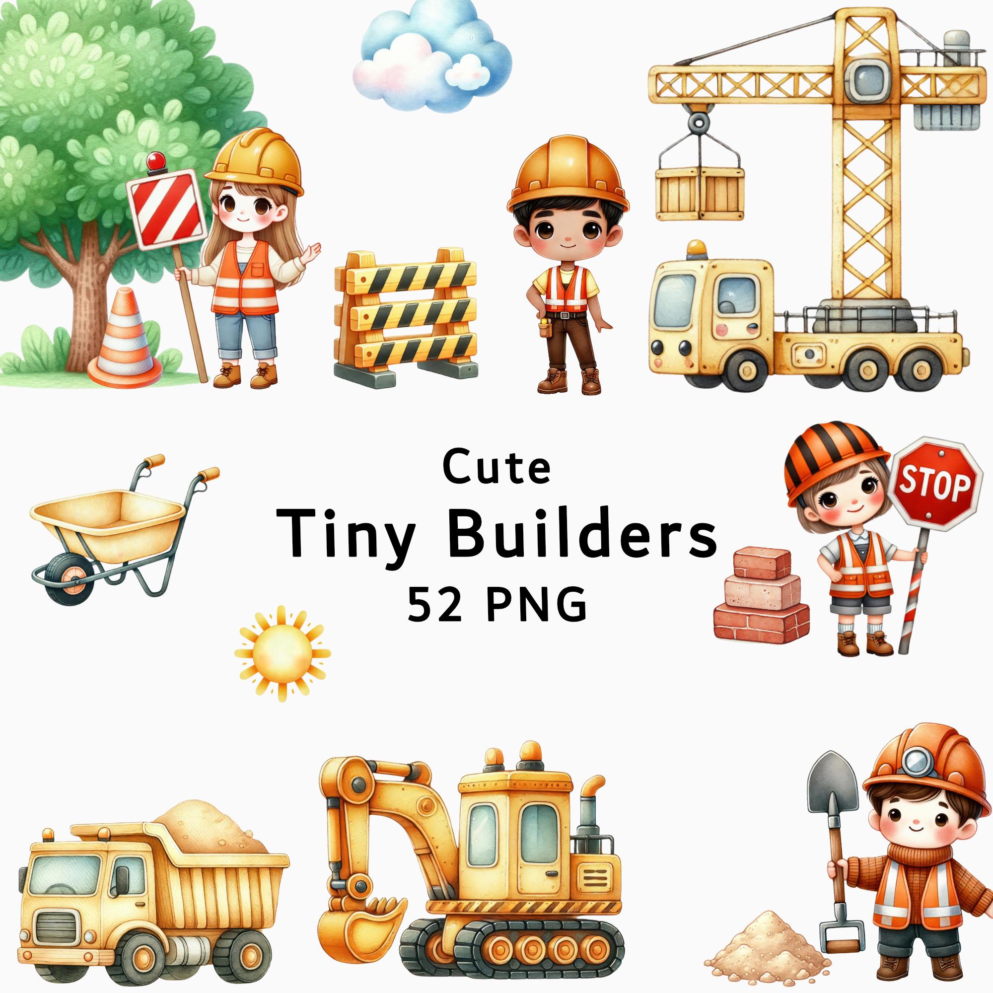 Cute Construction Crew Clipart, Cute Construction Site Clipart, Tiny ...
