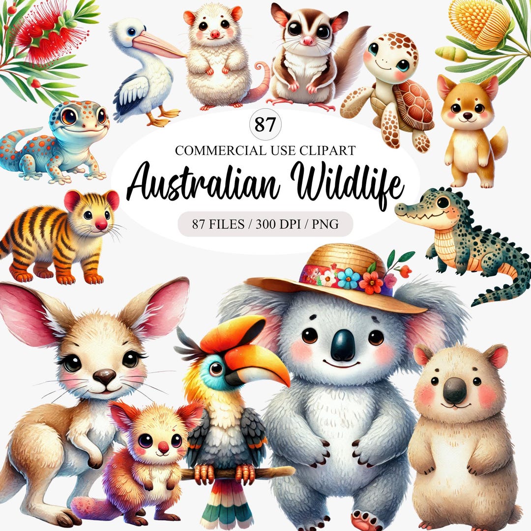 Cute Australian Animals Clipart, Aussie Baby Cute Animals Clipart ...