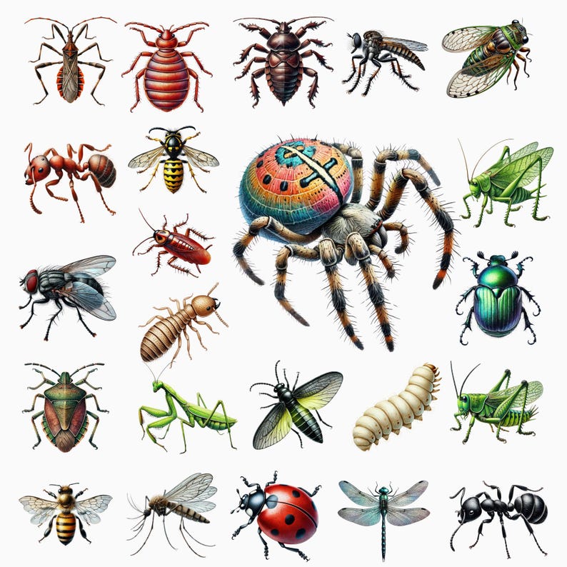 Vintage Bug Clipart, Watercolor Insect Clipart, Botanical Bug Digital ...