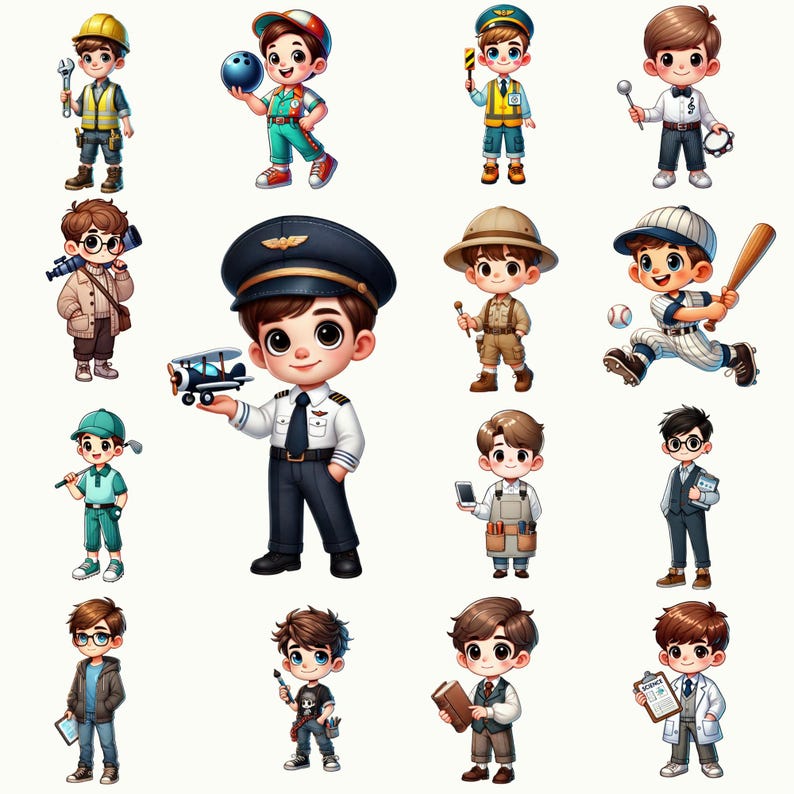 Kids Careers Clipart Part 2, Occupation PNG Bundle, Job Role Clipart ...