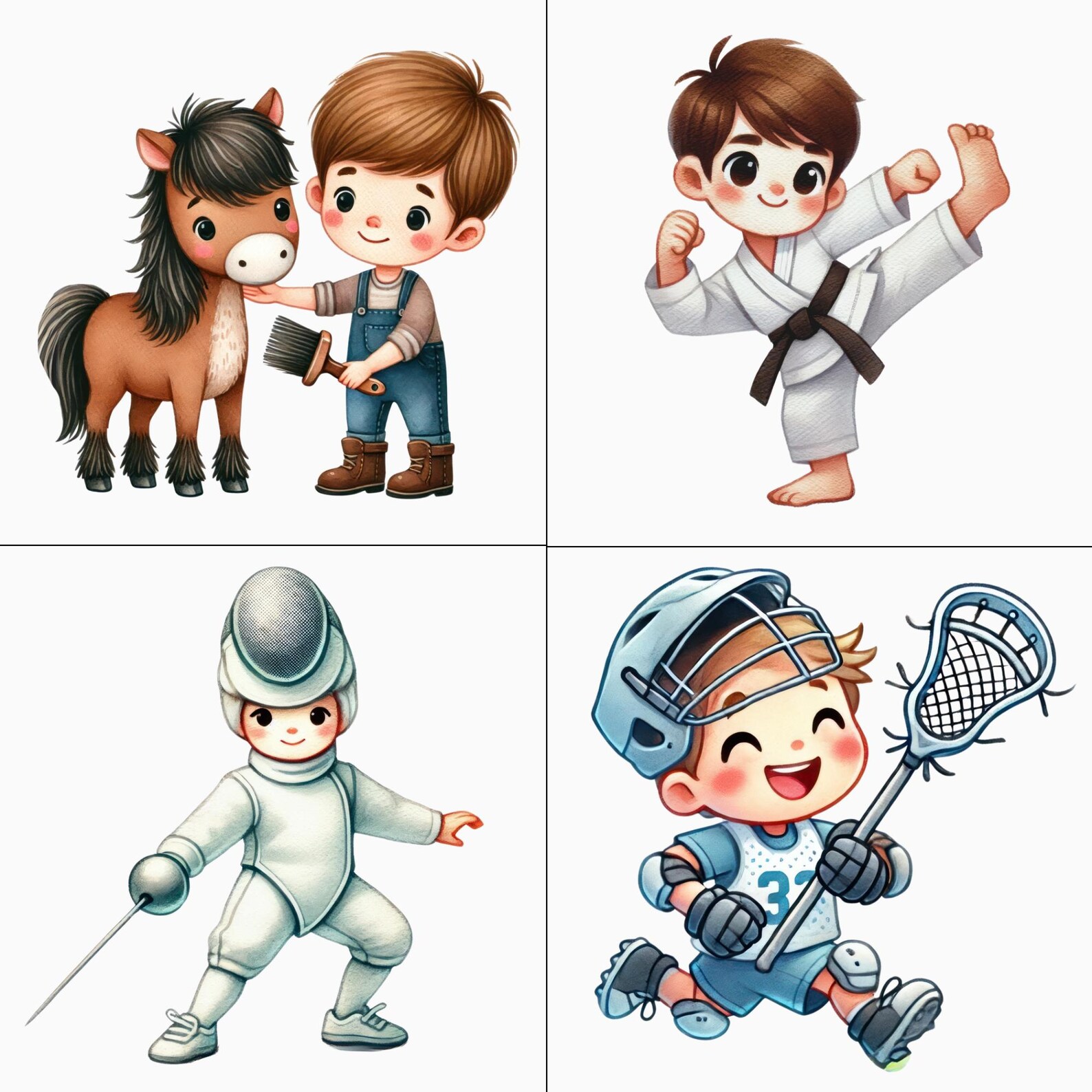 Watercolor Sports Kids Clipart Bundle: PNG Files (digital Download) - Etsy