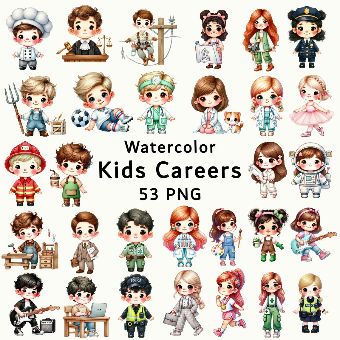 Kids Careers Clipart, Children’s Dream Jobs Clipart, Career Kids ...