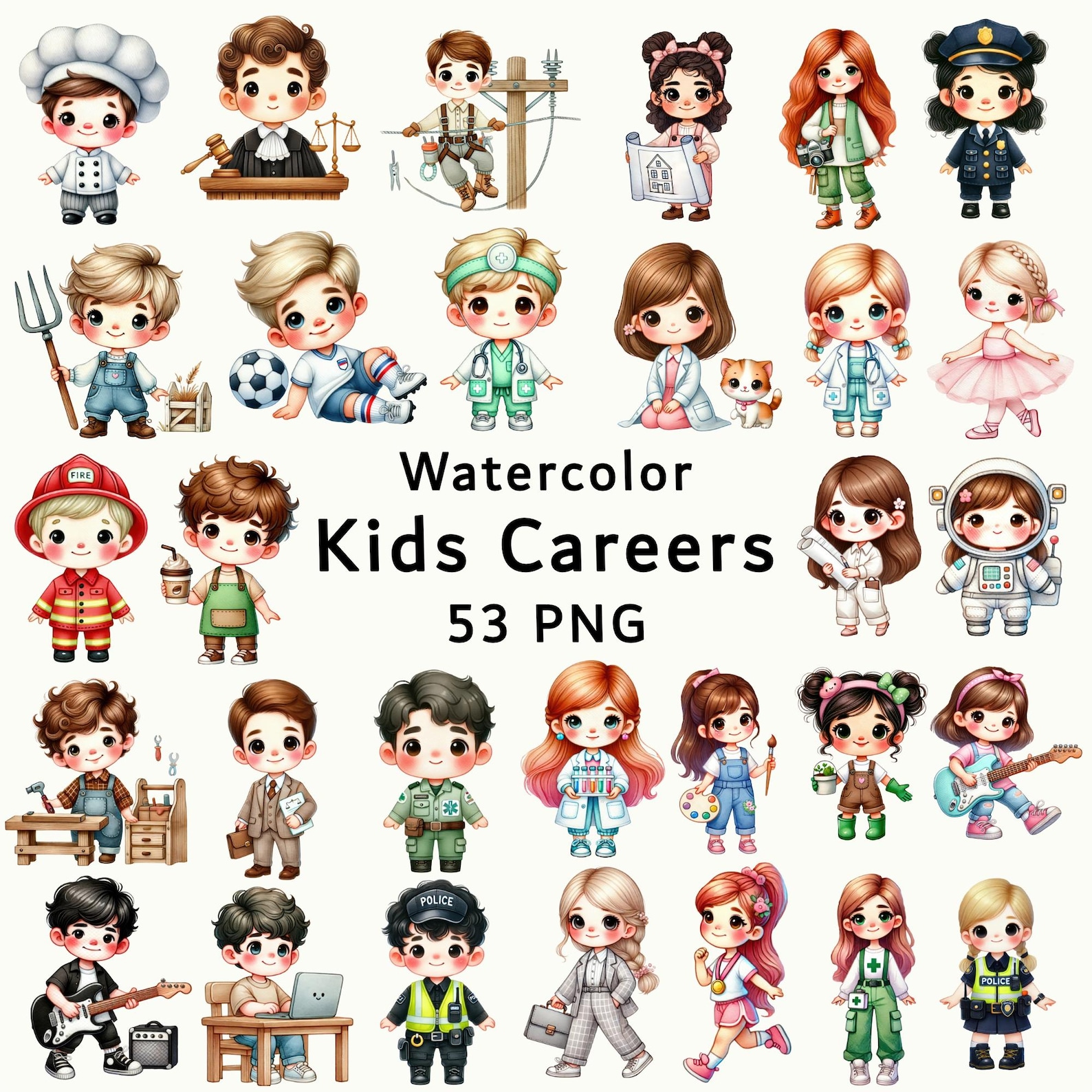 Kids Careers Clipart, Children’s Dream Jobs Clipart, Career Kids ...