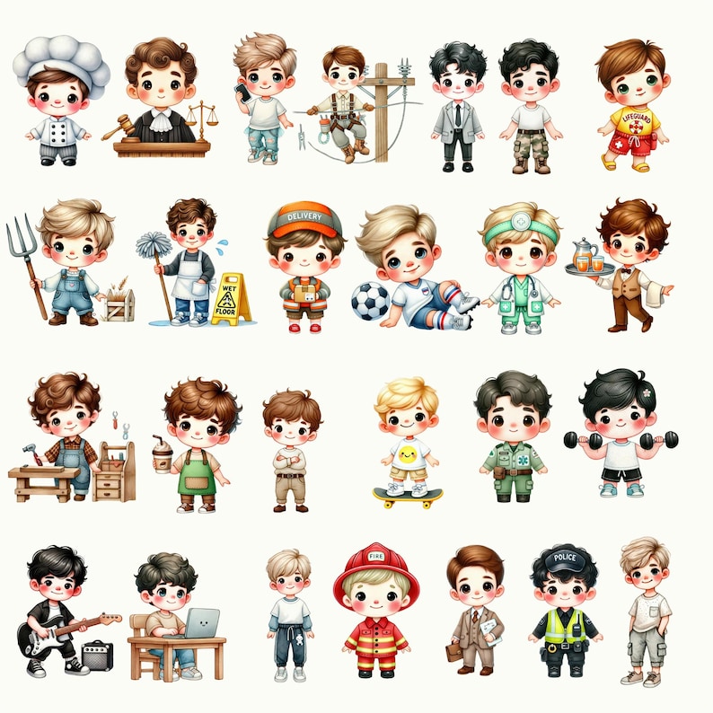 Kids Careers Clipart, Children’s Dream Jobs Clipart, Career Kids ...