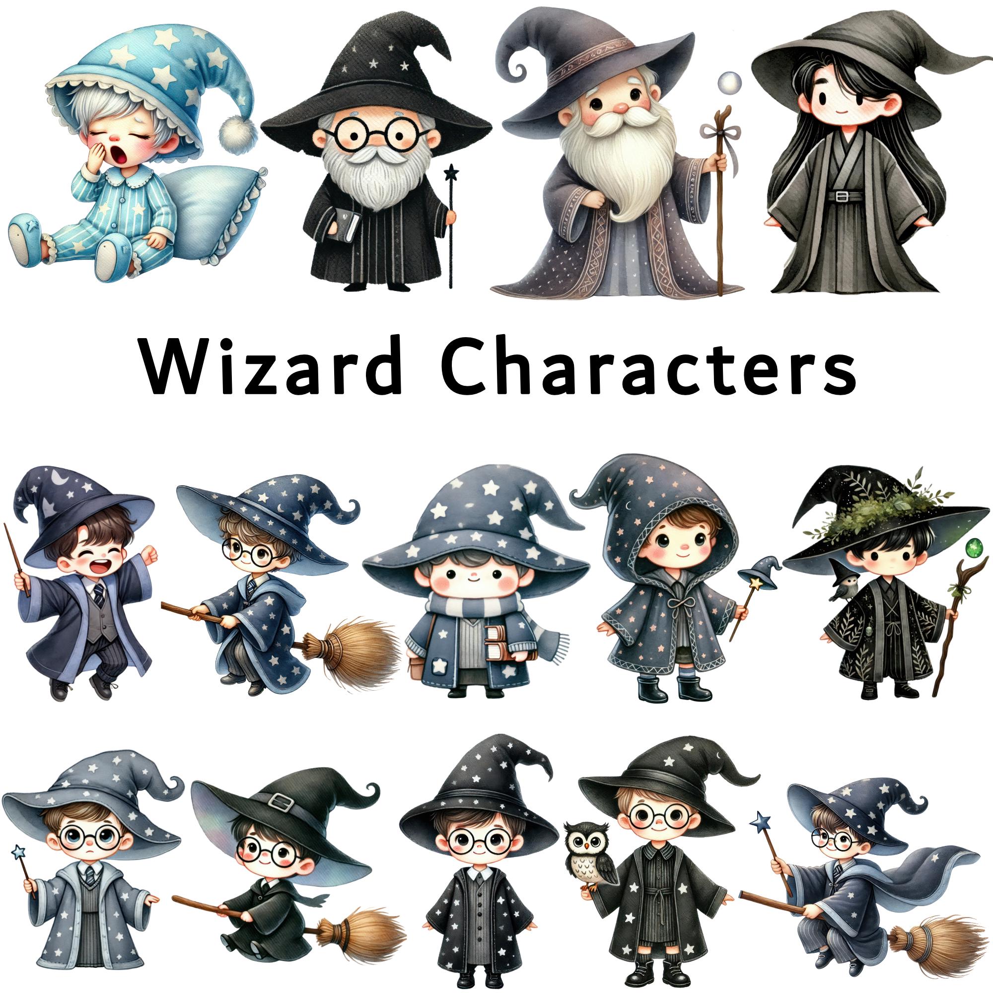 Wizard School Clipart Bundle, Magical Wizard PNG, Cute Wizard School ...