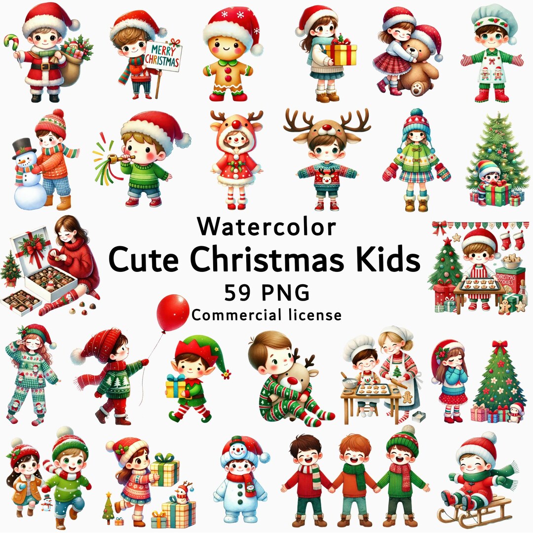 Christmas Kids Clipart, Cute Christmas Children PNG, Kids Christmas ...