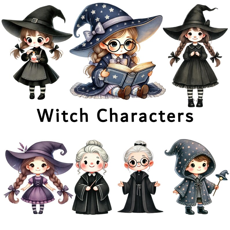 Wizard School Clipart Bundle, Magical Wizard PNG, Cute Wizard School ...
