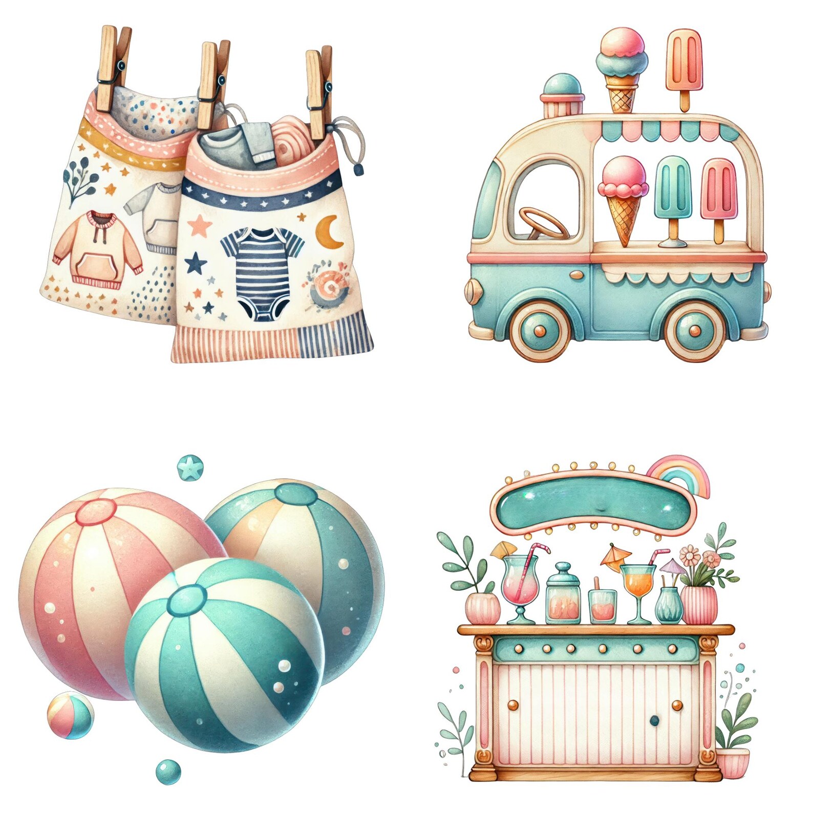 Pool Party Clipart, Summer Pool Clipart, Water Slide Clipart, Floaties ...