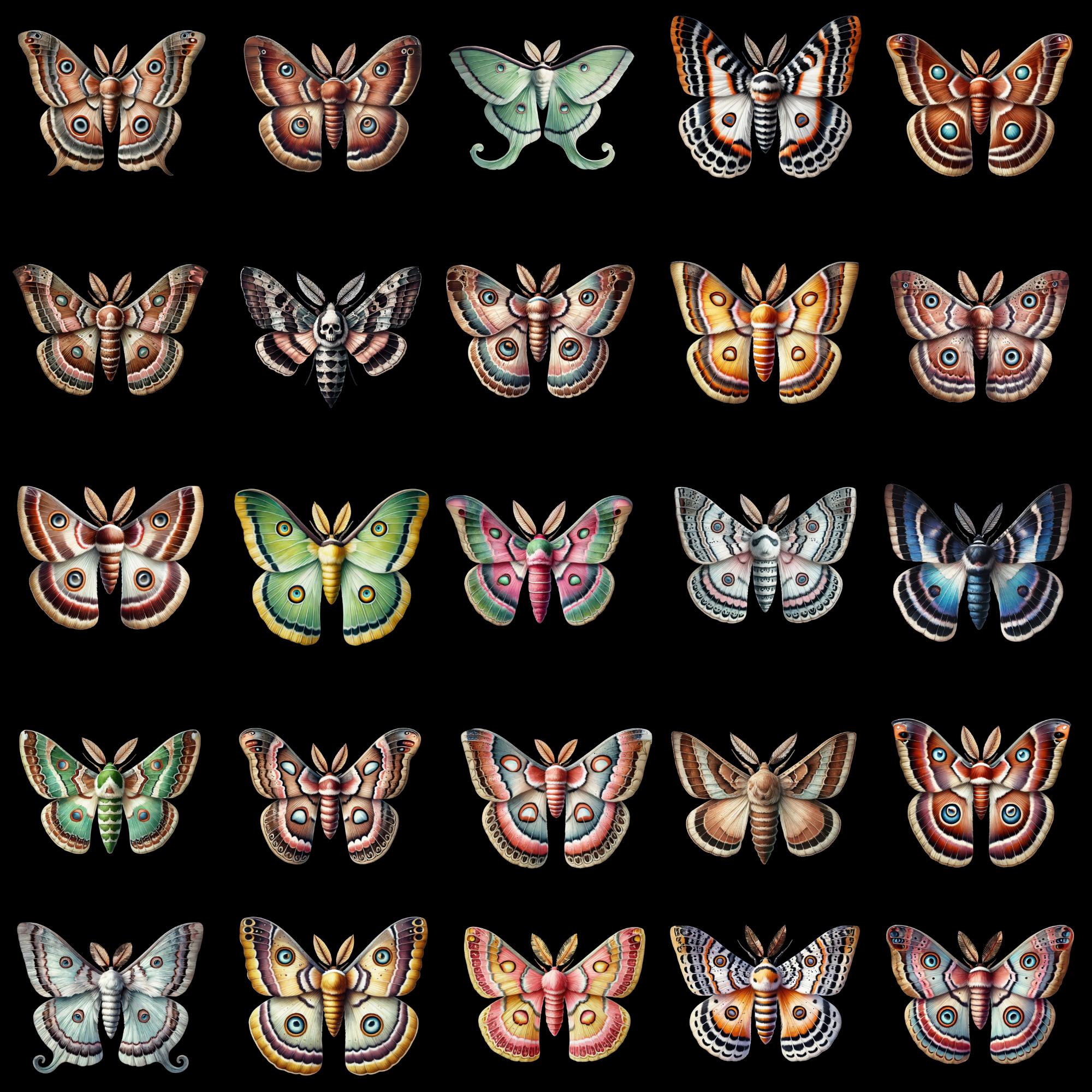 Vintage Moth Watercolor Clipart: Botanical Ephemera Illustrations (PNG ...